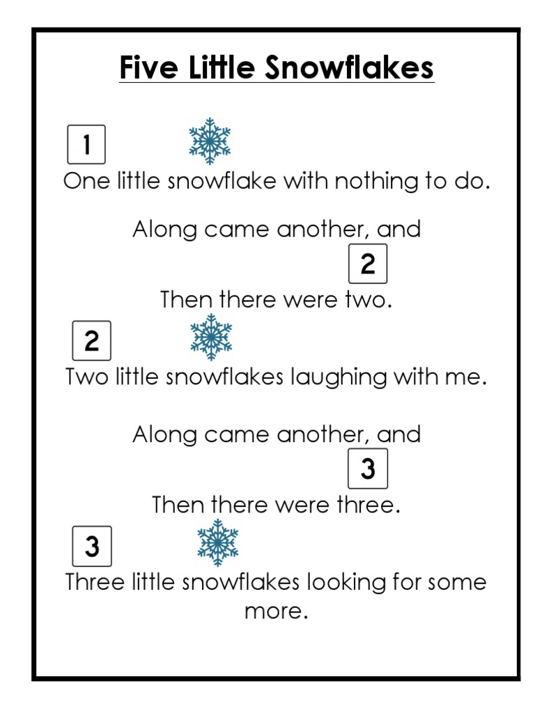 Five Little Snowflakes Poem | PDF