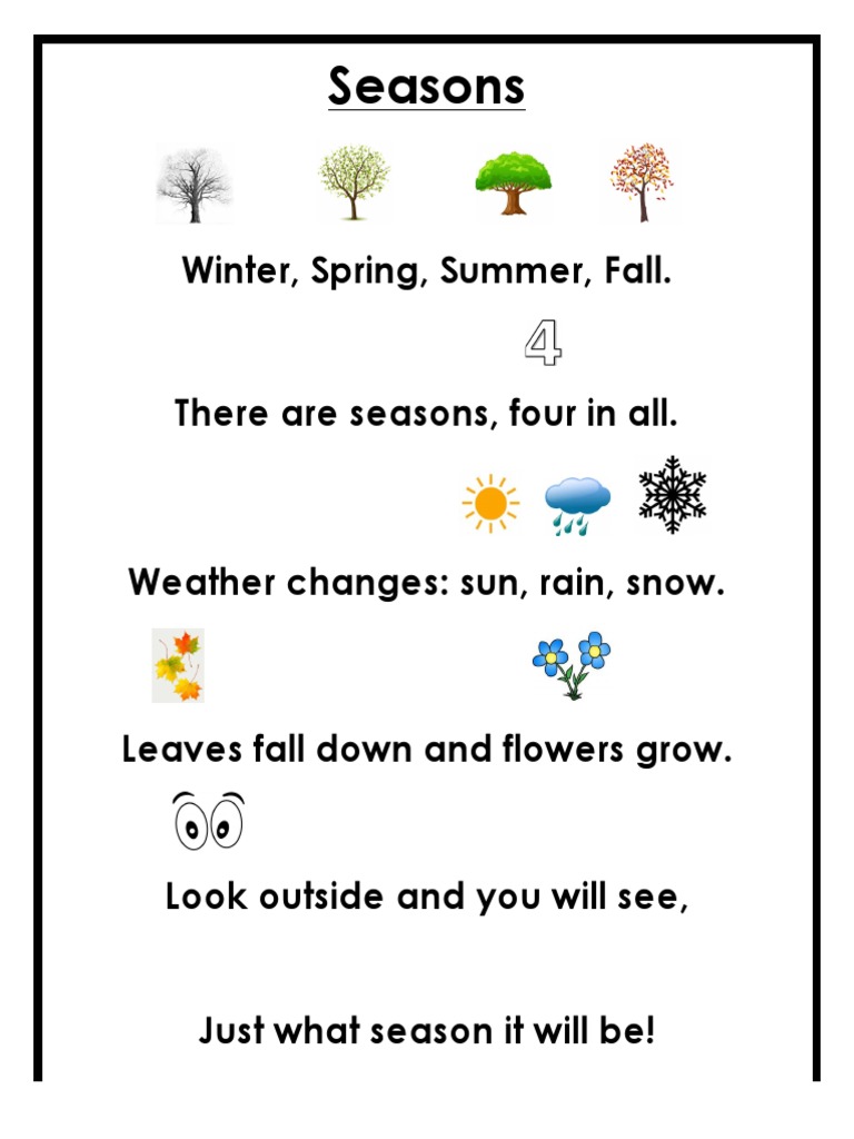 Seasons Poem for Grade 1 | PDF | Weather | Nature