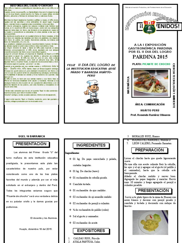 Triptico Picante de Chocho | Alimentos | Comida y vino | Prueba gratuita de 30 días | Scribd