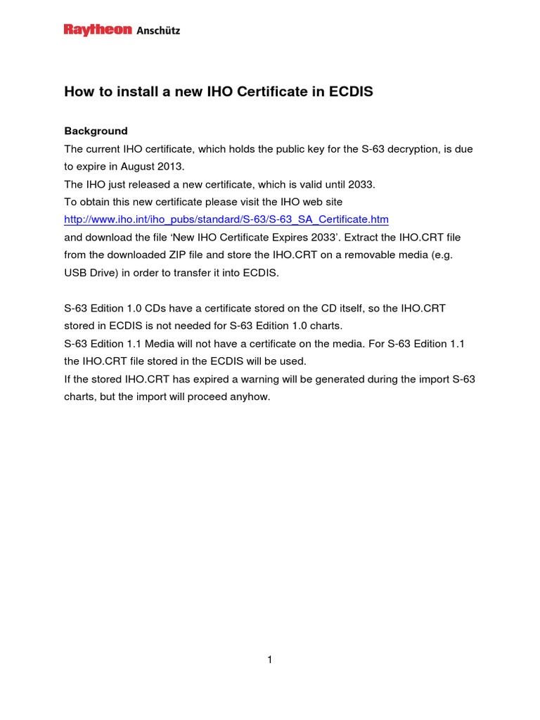 How To Install A New IHO Certificate in ECDIS: Background | PDF | Computers