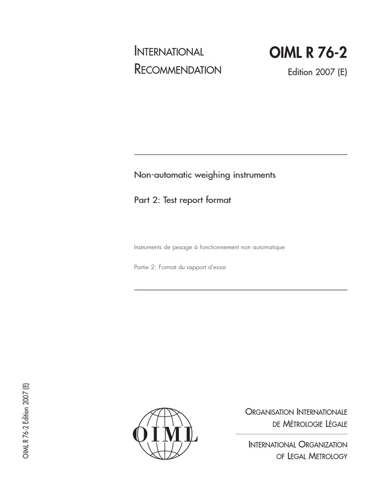 Oiml R 76-2 | PDF | Power Supply | Electricity