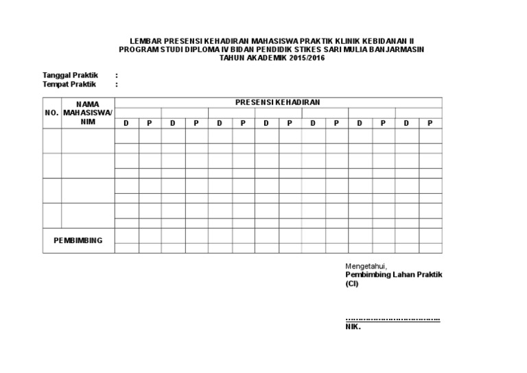 Format Presensi Kehadiran | PDF