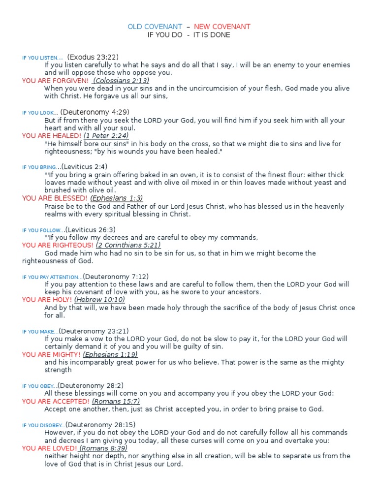 Old Covenant - New Covenant | PDF | Book Of Deuteronomy | Covenant ...