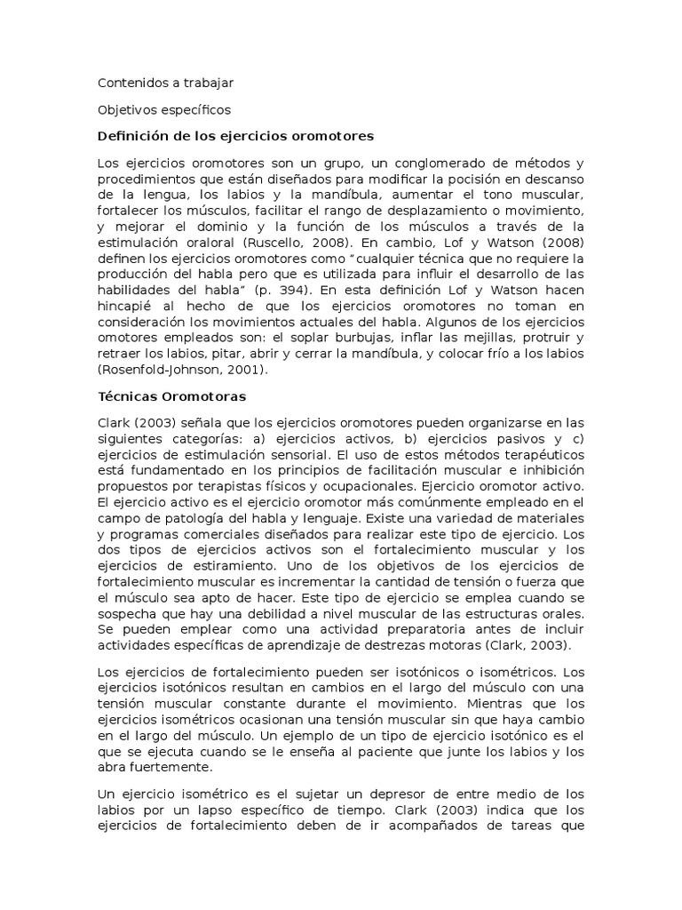 Ejercicios Oromotores: Definición y Técnicas | PDF | Músculo ...