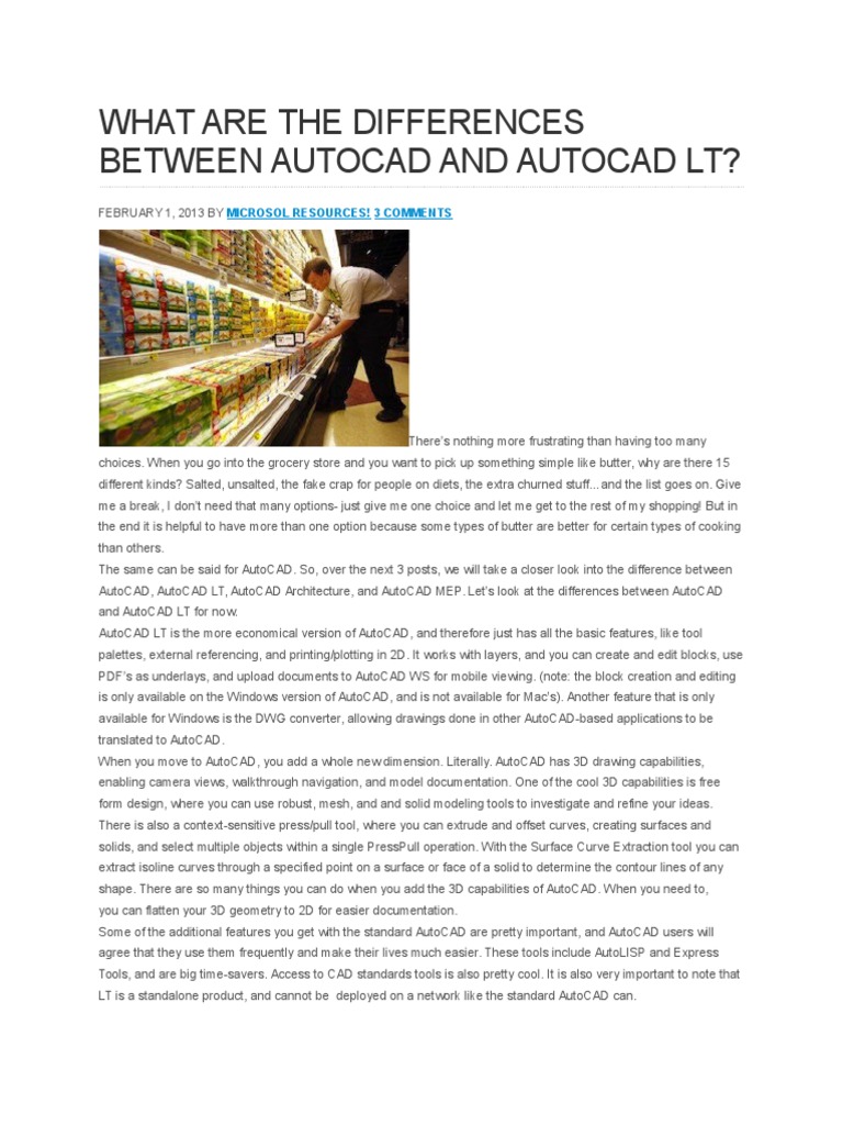Differences Between Autocad and Autocad LT | PDF | Auto Cad | Autodesk