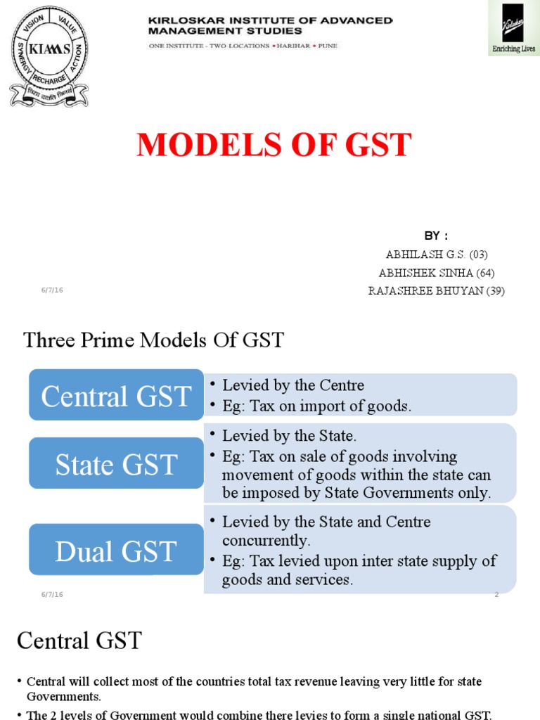 Models of GST | PDF | Value Added Tax | Taxes