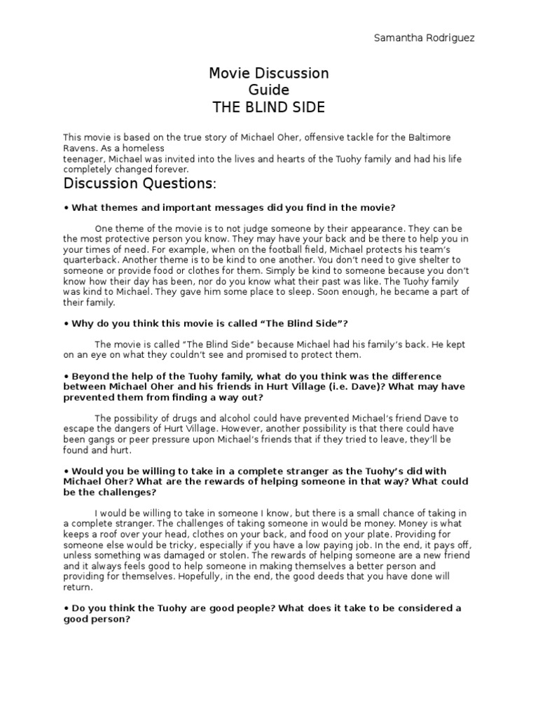 The Blind Side: Discussion Guide | PDF