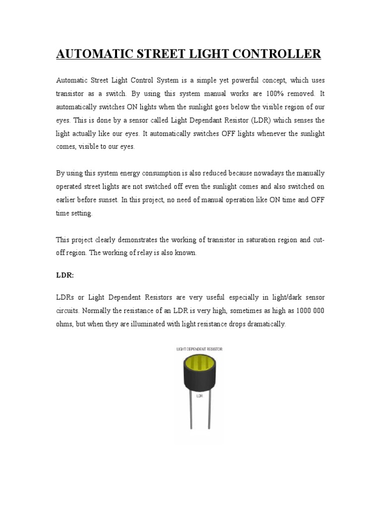 Automatic Street Light Controller | PDF | Operational Amplifier | Switch