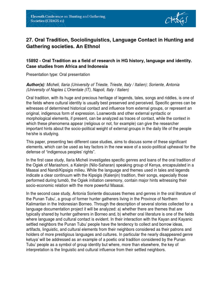 Oral History | PDF | Hunter Gatherer | Traditions