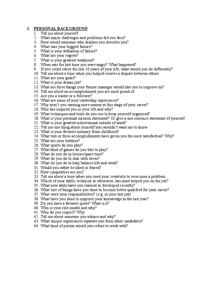 Personal Background | PDF