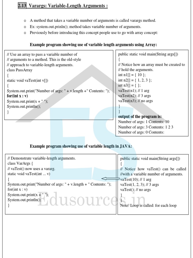Varargs Pdf Parameter Computer Programming Integer Computer Science