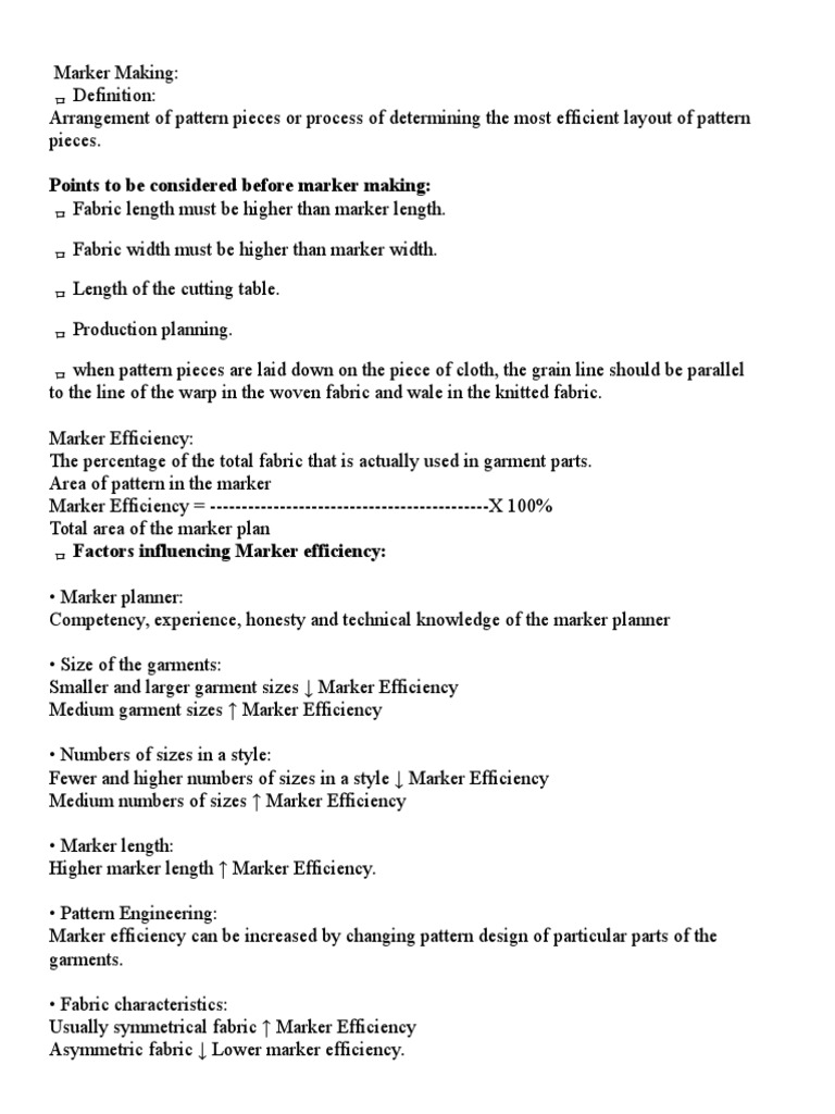 Marker Planning | PDF | Paper | Clothing