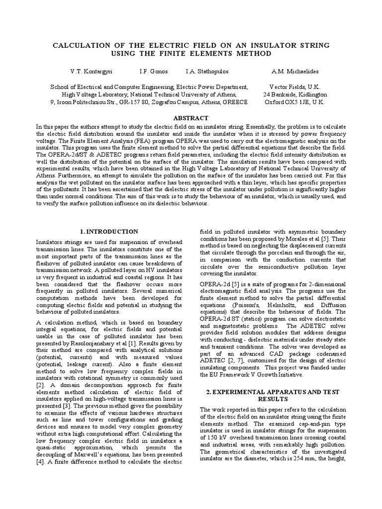 Calculation of The Electric Field On An Insulator String Using The Finite Elements Method | PDF ...