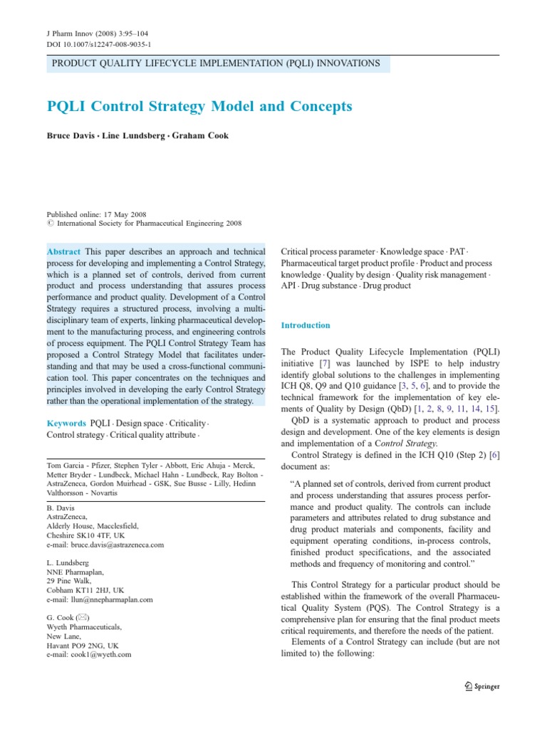 PQLI Control Strategy Model and Concepts | PDF | Verification And ...