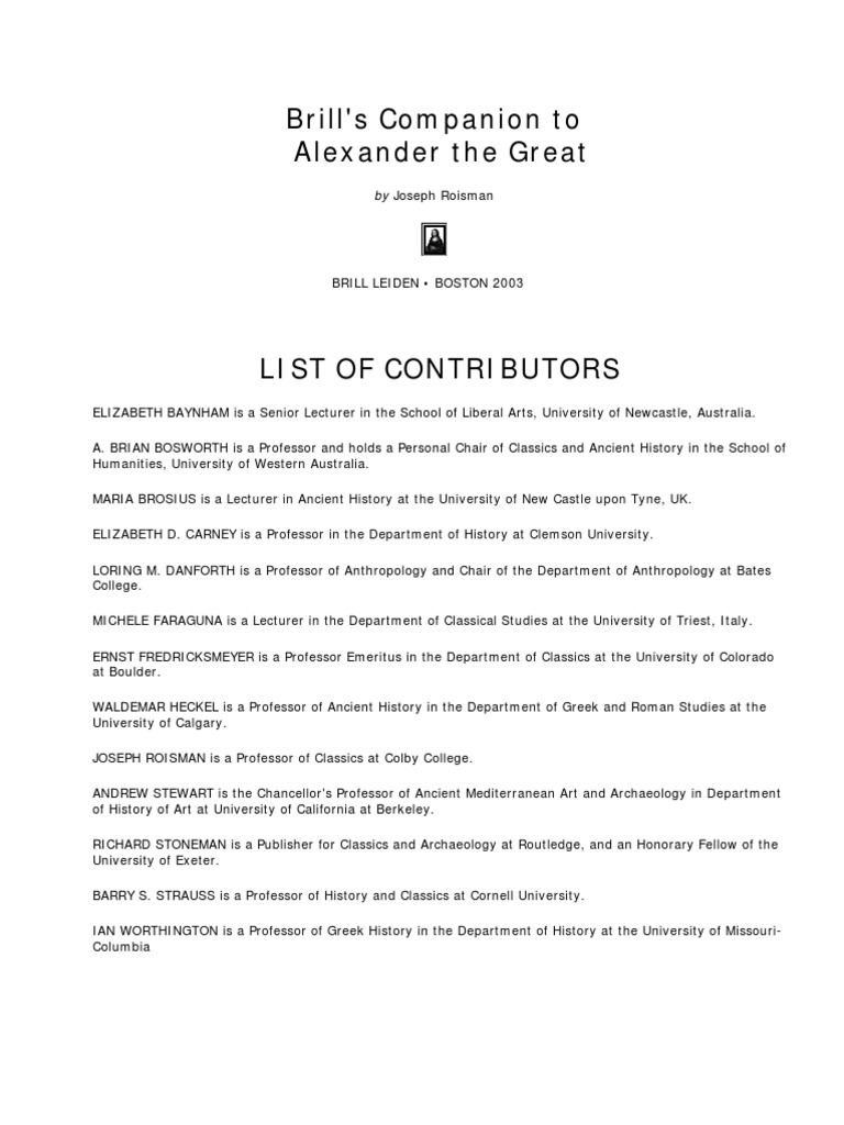 Brill Alexander PDF PDF | PDF | Alexander The Great | Macedonia ...