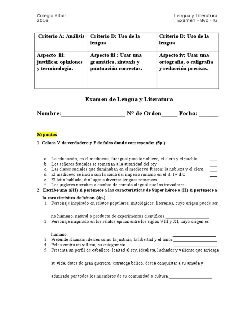 Examen Lit. Medieval | PDF | Baja Edad Media | latín