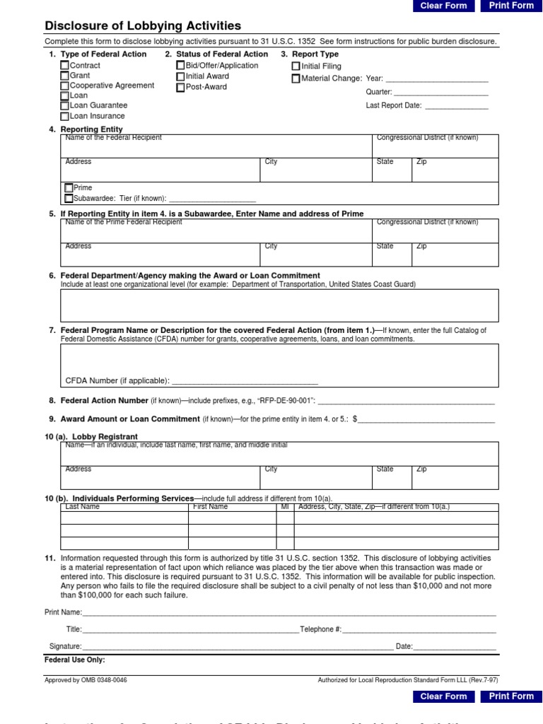 Disclosure of Lobbying Activities - Fillable | PDF