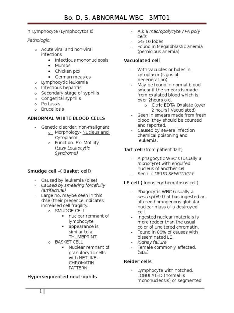 Hematology Abnormal White Blood Cell | PDF | Granulocyte | White Blood Cell