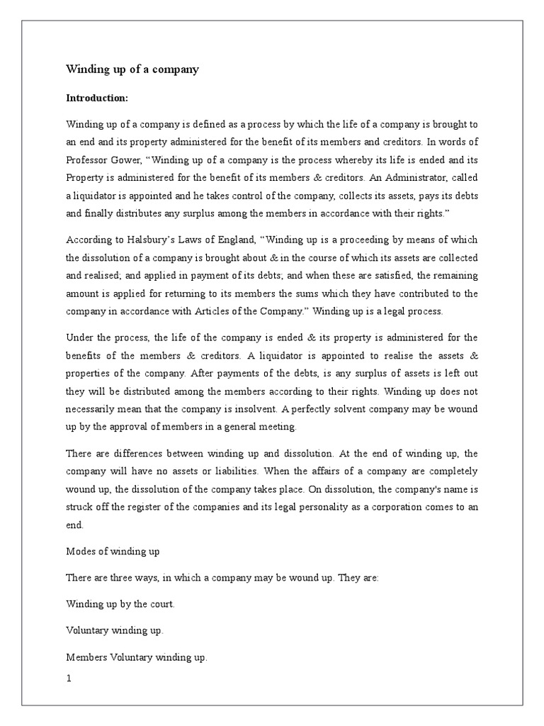 Company Winding Up Process Explained | PDF | Liquidation | Companies