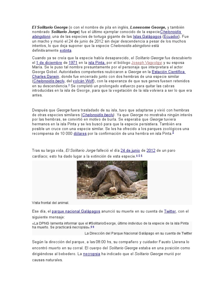 Solitario George | PDF | Naturaleza