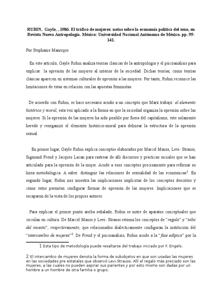 Gayle Rubin Trafico de Mujeres | PDF | La sexualidad humana | Género