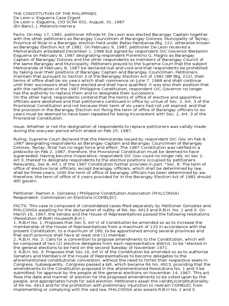 Consti Cases Review | PDF | Initiative | Constitutional Amendment