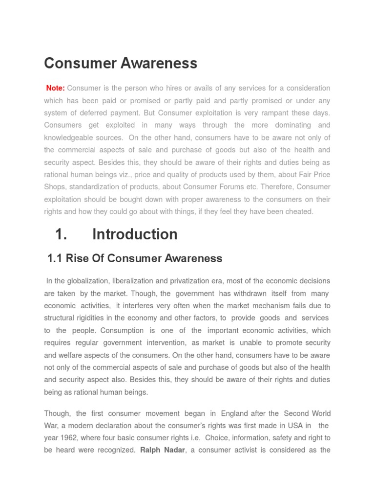 Consumer Awareness | PDF | Consumer Protection | Sampling (Statistics)