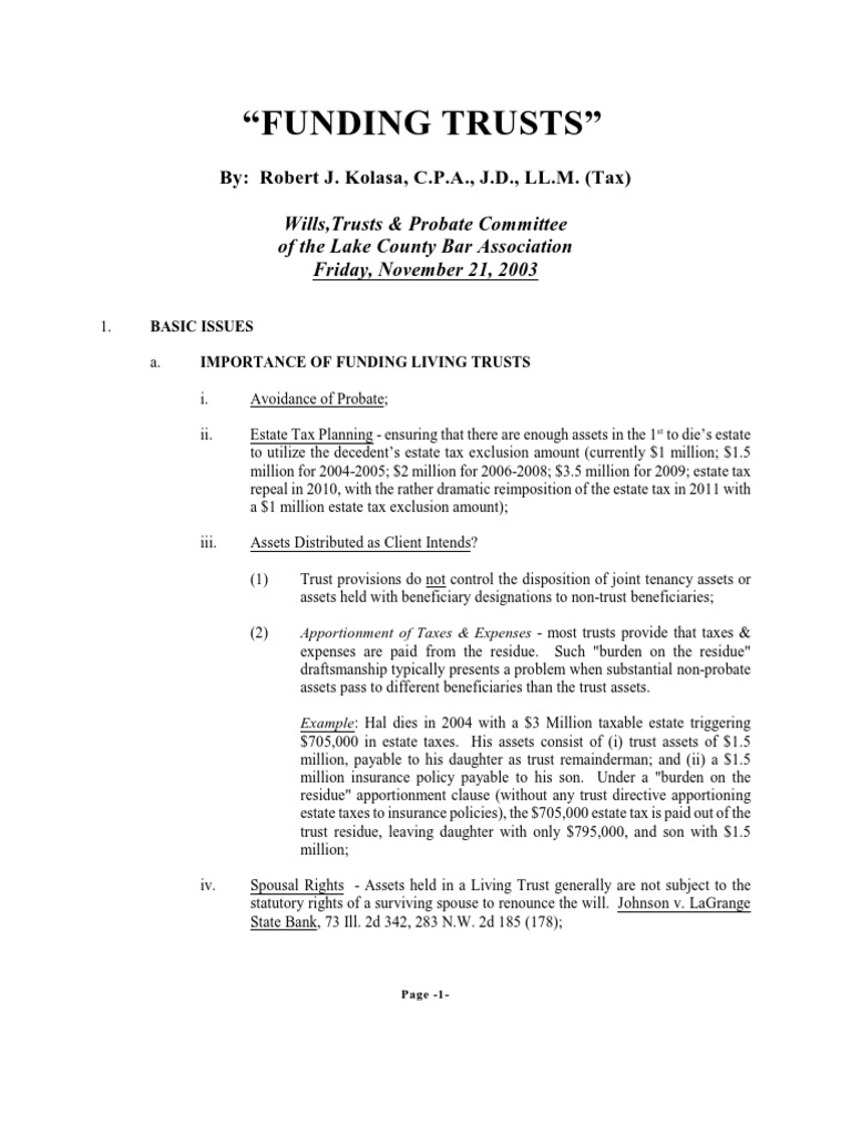 Funding Trusts | S Corporation | Trust Law