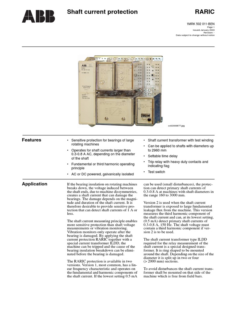 RARIC Shaft Current Protection | PDF | Transformer | Relay