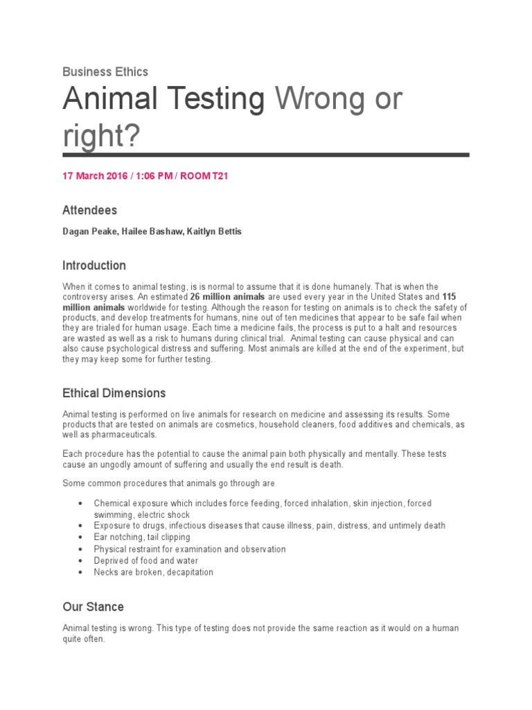 Ethics of Animal Testing Debate | PDF | Animal Testing | Pharmaceutical ...