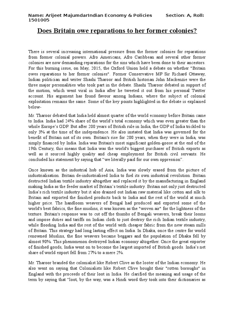 Does Britain Owe Reparations To Her Former Colonies | PDF | British Raj ...