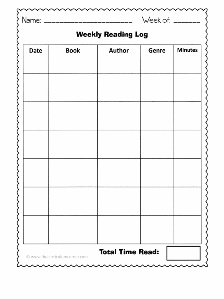 Weekly Reading Log Template | PDF