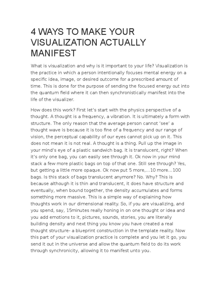 4 Ways To Make Your Visualization Actually Manifest | PDF | Meditation ...