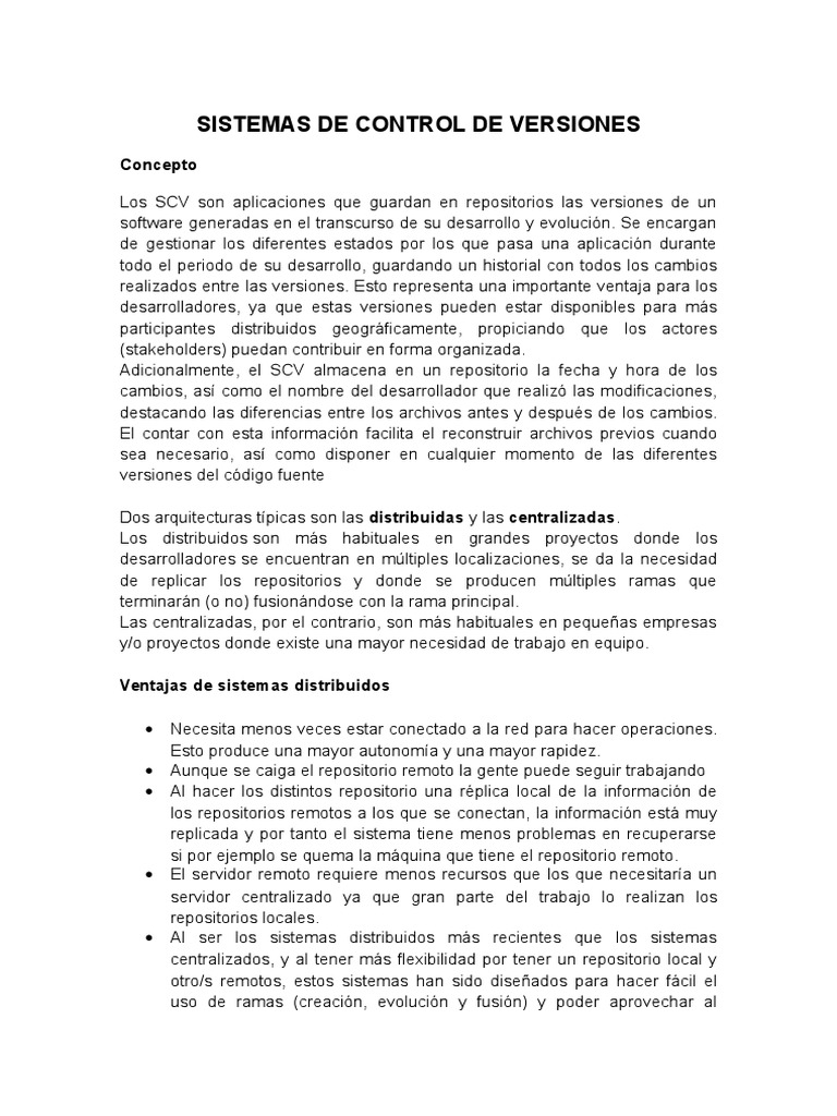 Comparativa Control de Versiones | PDF | Control de versiones ...