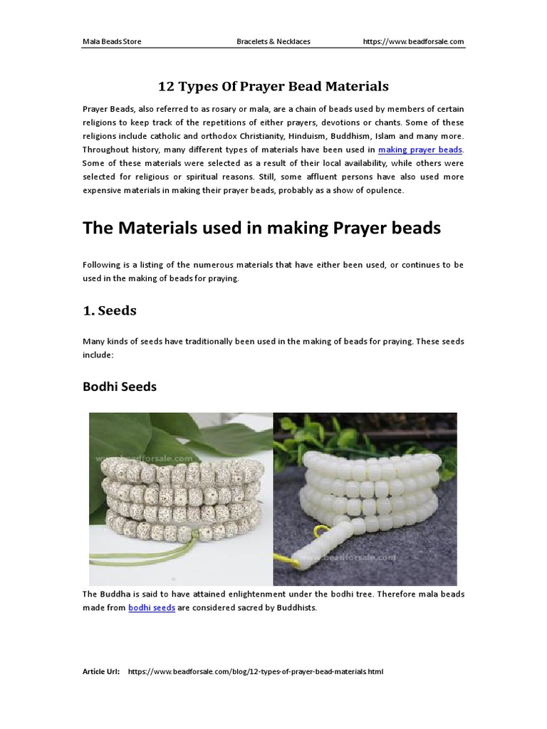 12 Types of Prayer Bead Materials | PDF | Bead | Jewellery