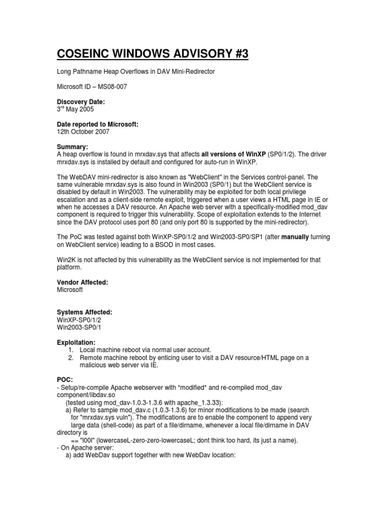 Coseinc Windows Advisory 3 | PDF | String (Computer Science) | Filename