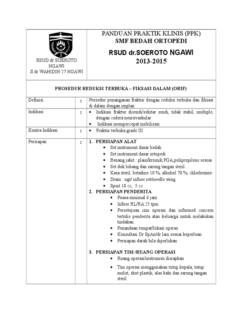 PPK Prosedur ORIF | PDF | Sains & Matematika
