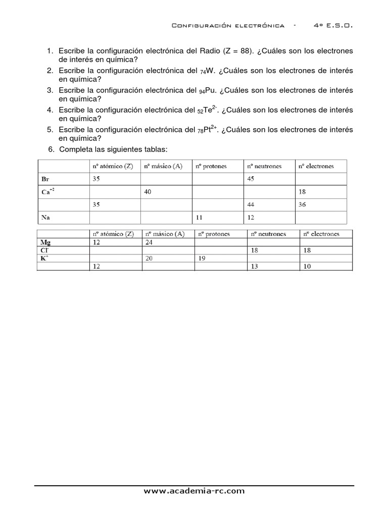 Ejercicios De Configuración Electrónica Con Solución Pdf