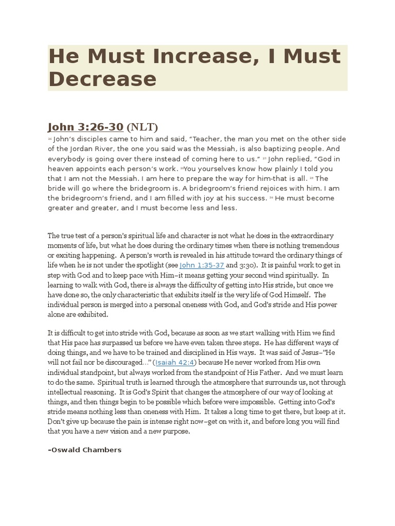 He Must Increase | PDF | Theology | Jesus