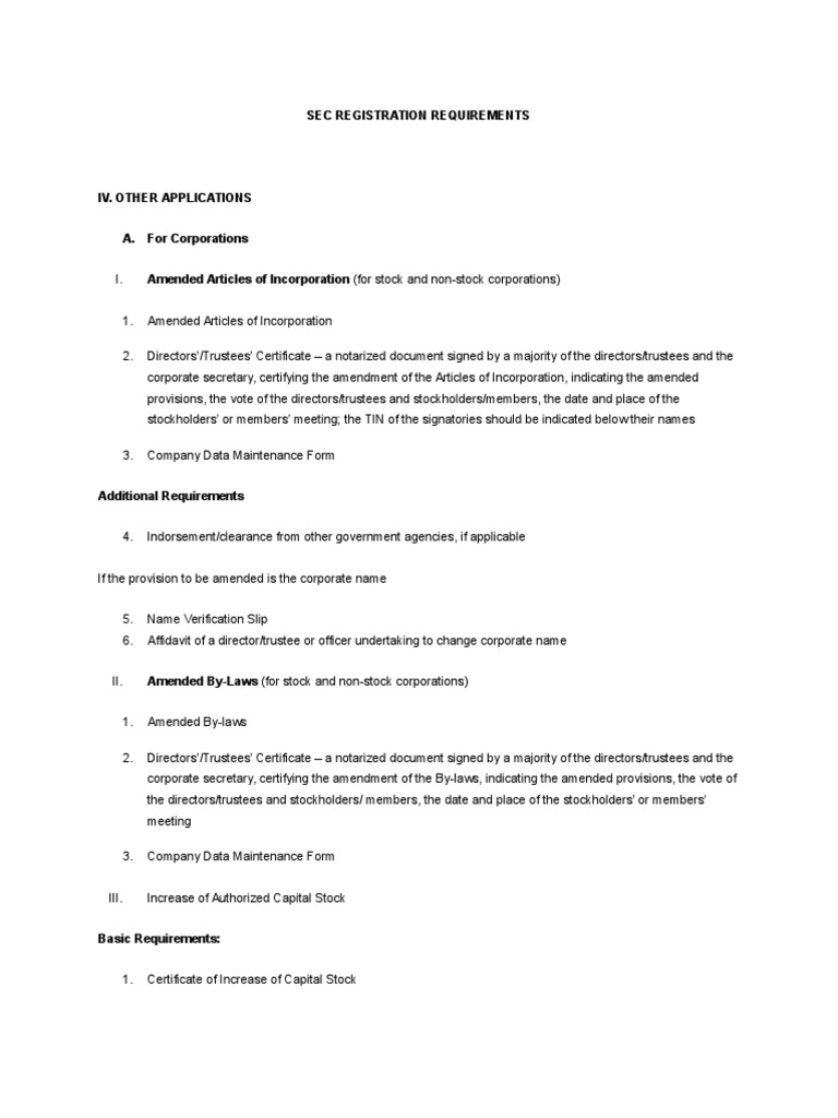 Sec Registration Requirements | Stocks | Dividend