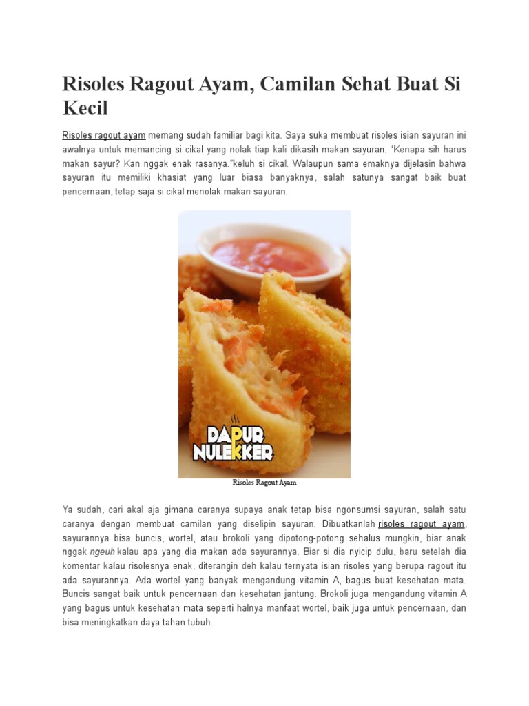 Risoles Ragout Ayam | PDF