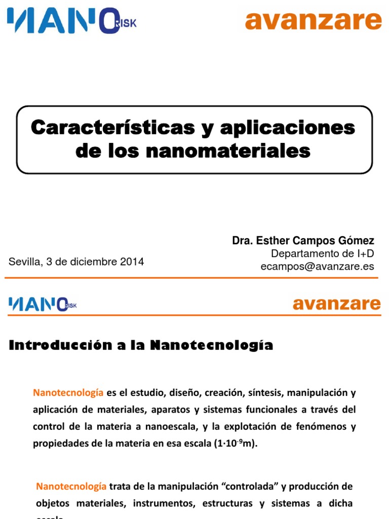 Caracteristicas y Aplicaciones Nanomateriales | PDF | Nanomateriales ...