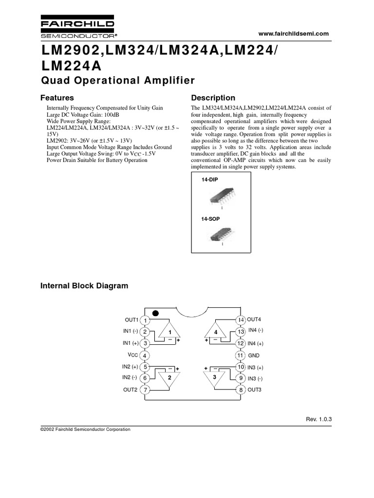 datasheet lm324 | Operational Amplifier | Power Supply