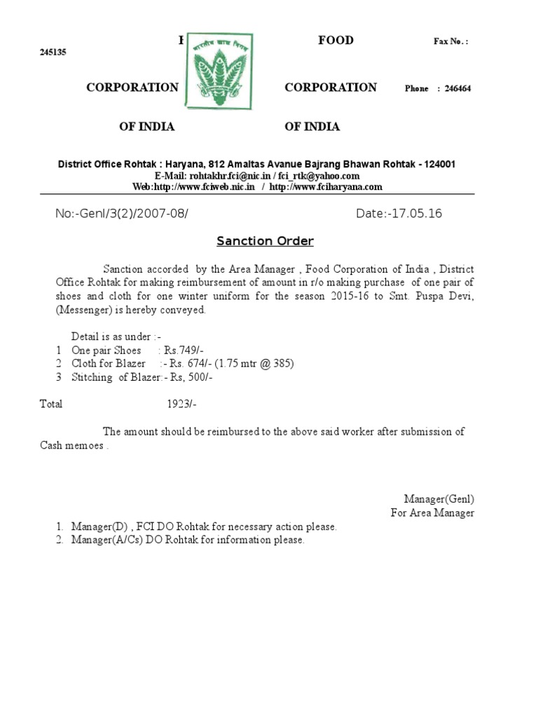 FCI Letter Pad | PDF | Agriculture | Business