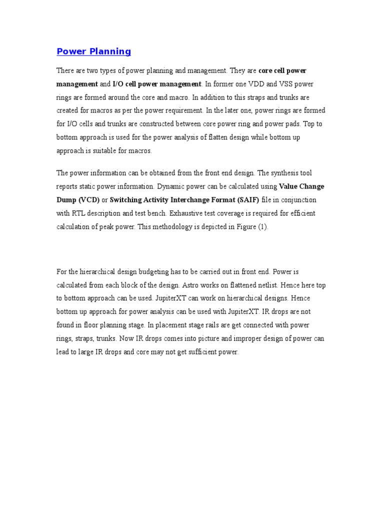Power Planning: Management and I/O Cell Power Management. in Former One ...