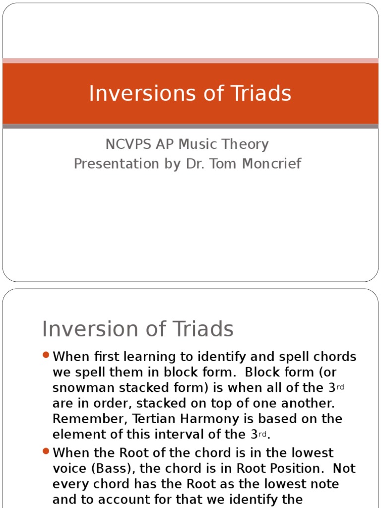 Inversions of Triads | PDF | Chord (Music) | Musical Techniques