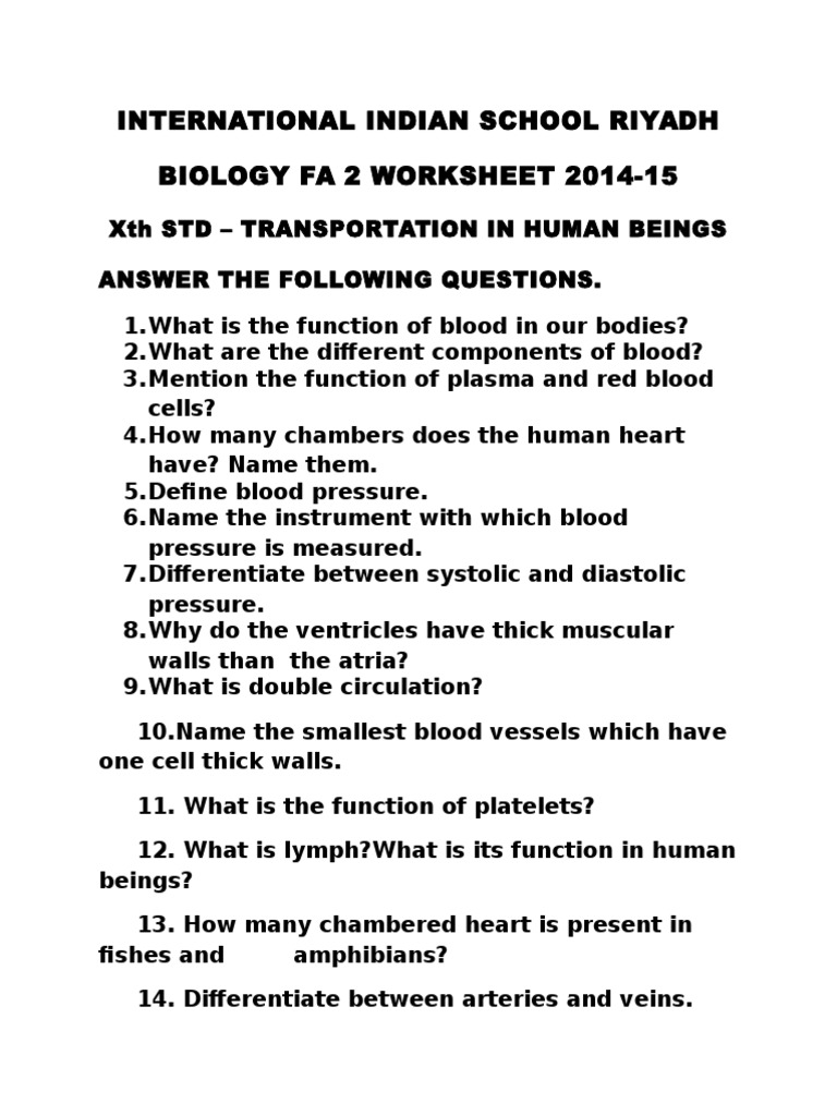 Bio X Fa2 | PDF | Blood | Circulatory System