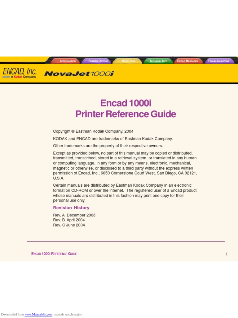 Encad Novajet 1000i | PDF | Printer (Computing) | Printing