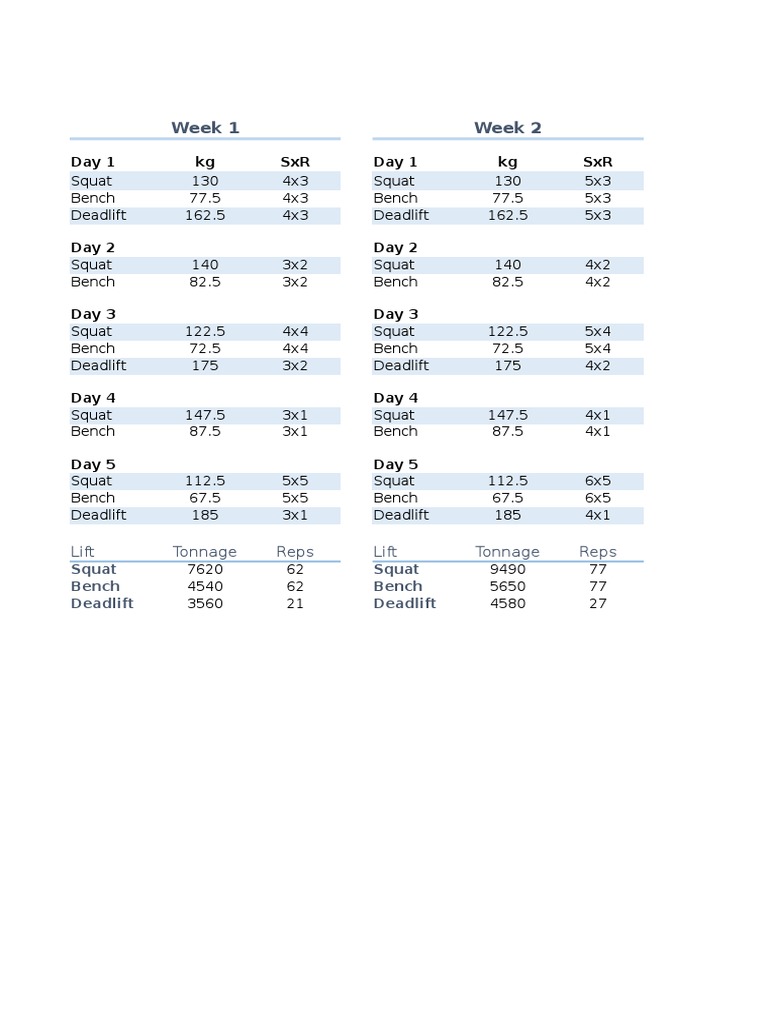 Frequency Programme Squat Bench Everyday | PDF | Games Of Physical ...
