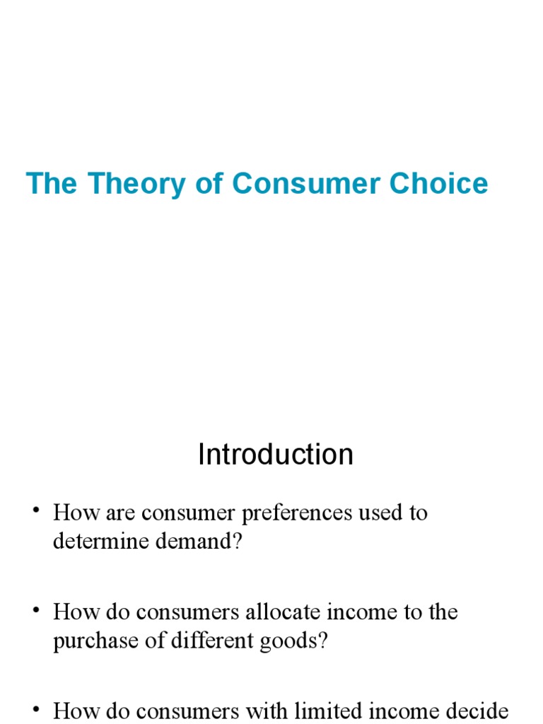 Consumer Choice Theory | PDF | Utility | Economic Theories